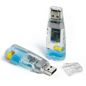 Liquid-filled promotional flash Drives. Awesome idea ...